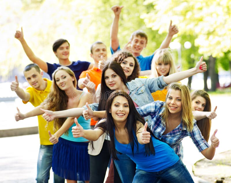 Group People in Summer Outdoor. Stock Photo - Image of green, people ...