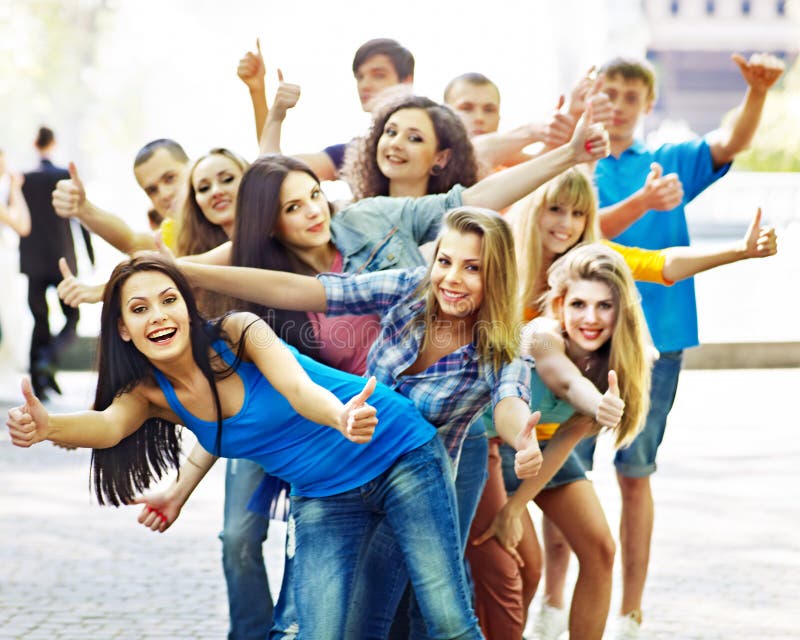 Group People in Summer Outdoor. Stock Image - Image of casual, people ...