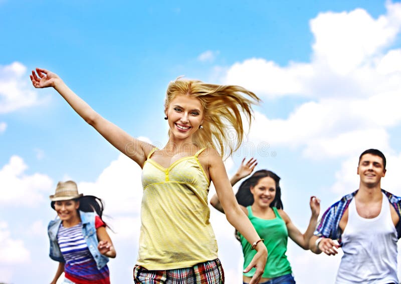 Group People Summer Outdoor. Stock Photo - Image of nature, female ...