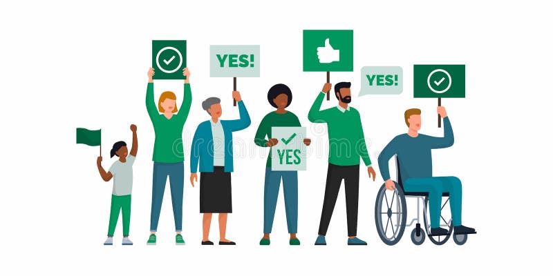 Group of People Supporting a Cause Together Stock Illustration ...