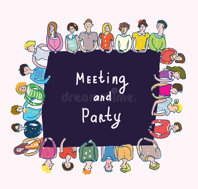 Group of People at the Table Stock Vector - Illustration of banner ...