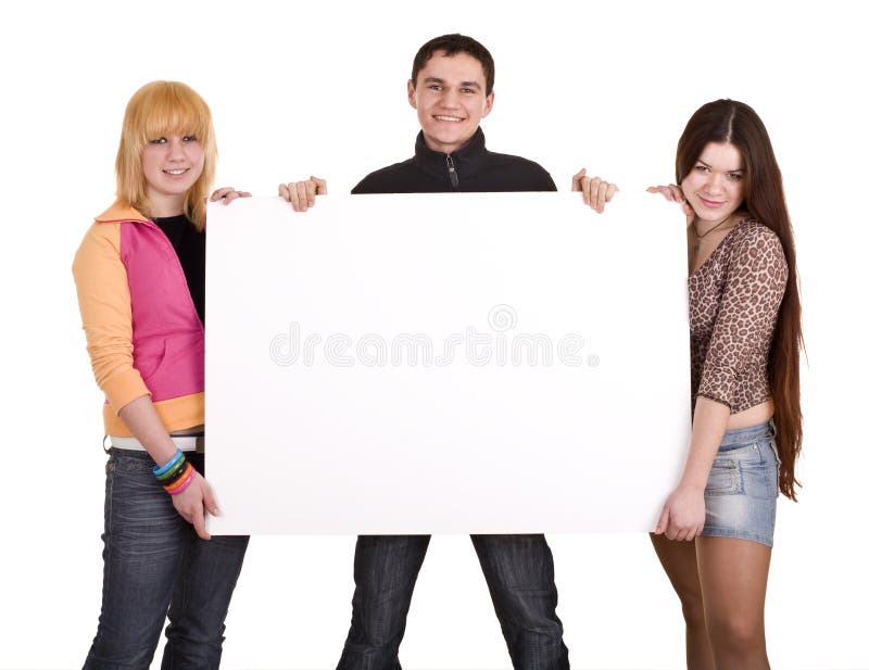 Group of People Take Banner. Stock Image - Image of party, happy: 10949311