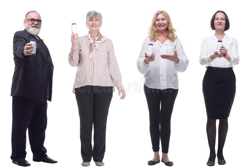 Group of People Taking a Pill Isolated Stock Photo - Image of pharmacy ...