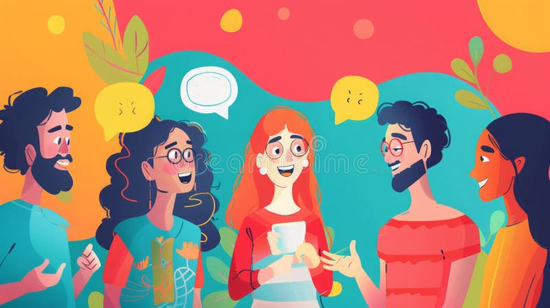 Group of People Talking with Speech Bubbles Stock Image - Image of ...