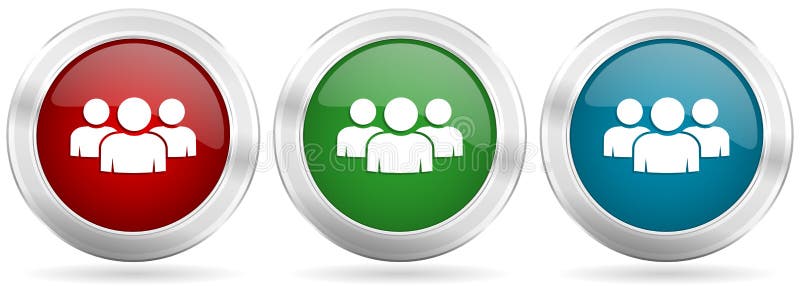 Group of People, Team, Teamwork Vector Icon Set. Red, Blue and Green ...