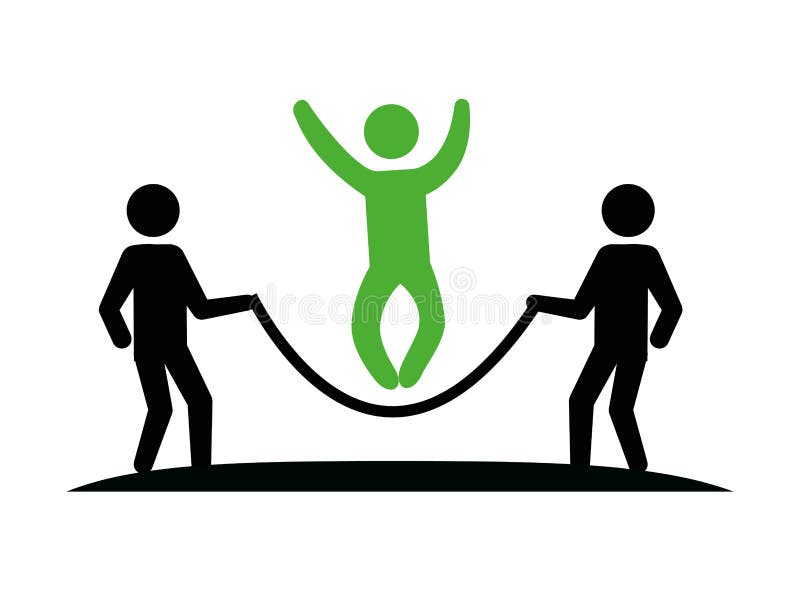 Group of People Teamwork Jump Rope Stock Illustration - Illustration of ...