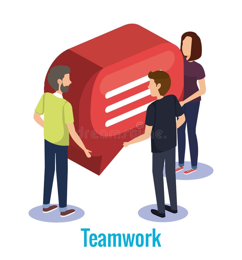 Group of People Teamwork with Speech Bubble Stock Vector - Illustration ...