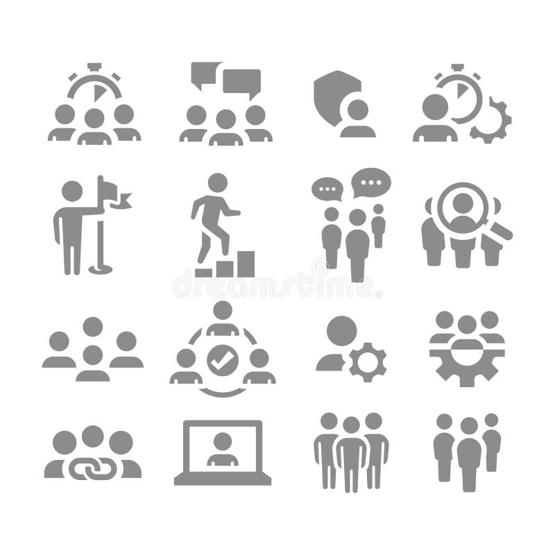 Group of People, Teamwork Vector Icon Set Stock Vector - Illustration ...