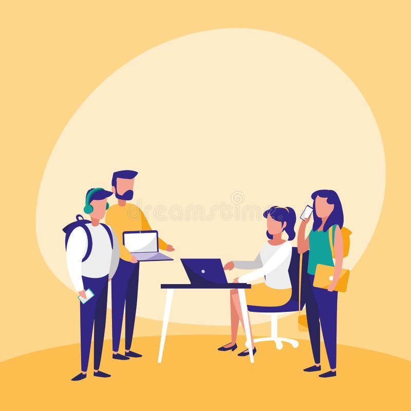 Group of People with Technology Stock Vector - Illustration of ...