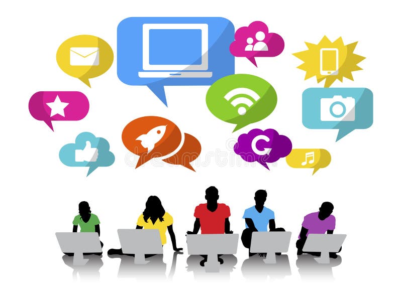 Group of People with Technology Symbol Stock Vector - Illustration of ...