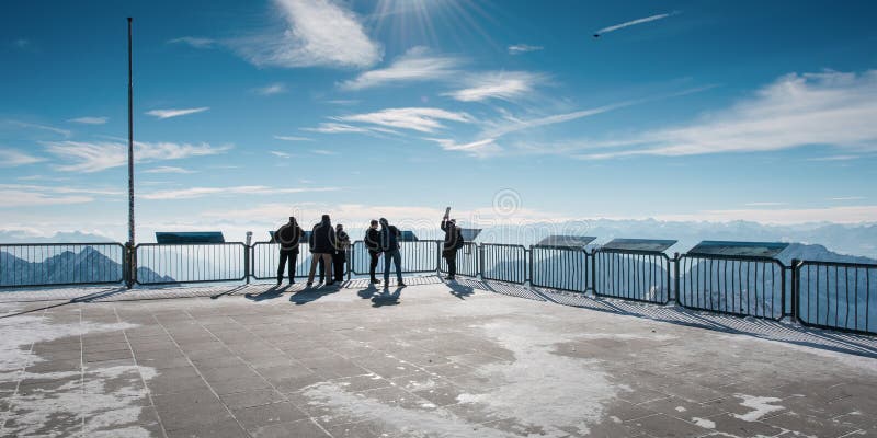 Group of People on Top of the Mountain. Editorial Image - Image of ...