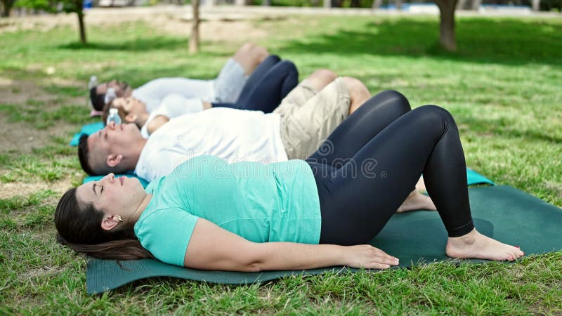 Group of People Training Back Exercise at Park Stock Footage - Video of ...