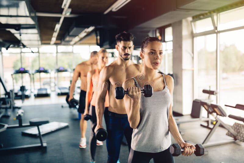 Group of People Training in Gym Stock Image - Image of arms, leisure ...