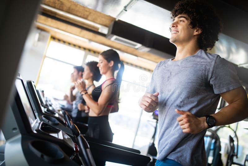 Group of Young People Training in Gym Stock Image - Image of adult ...