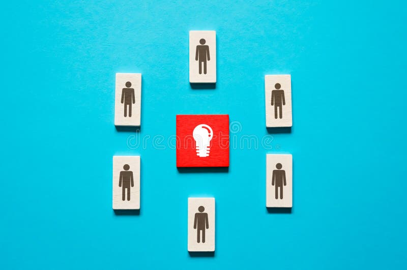 A Group of People United Around an Idea. Teamwork Brainstorming ...