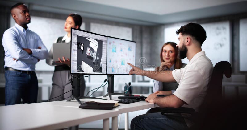 Group of People Using 3D Design Software Stock Photo - Image of ...