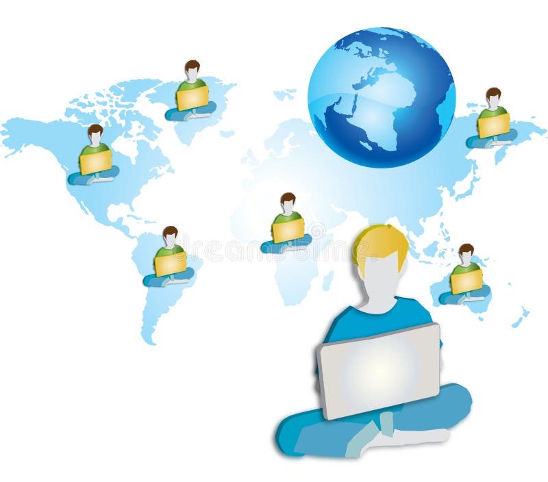 A Group of People Using a Laptop Computer Stock Illustration ...