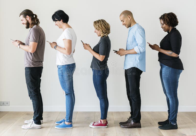 Group of People Using Mobile Phone Stock Image - Image of internet ...