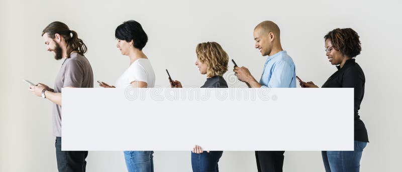 Group of People Using Mobile Phone Stock Photo - Image of messaging ...