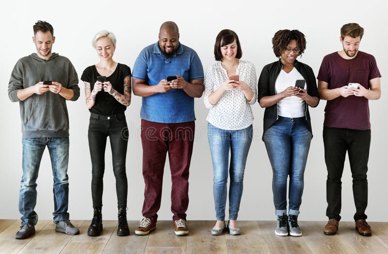 Group of People Using Mobile Phones Stock Image - Image of diversity ...