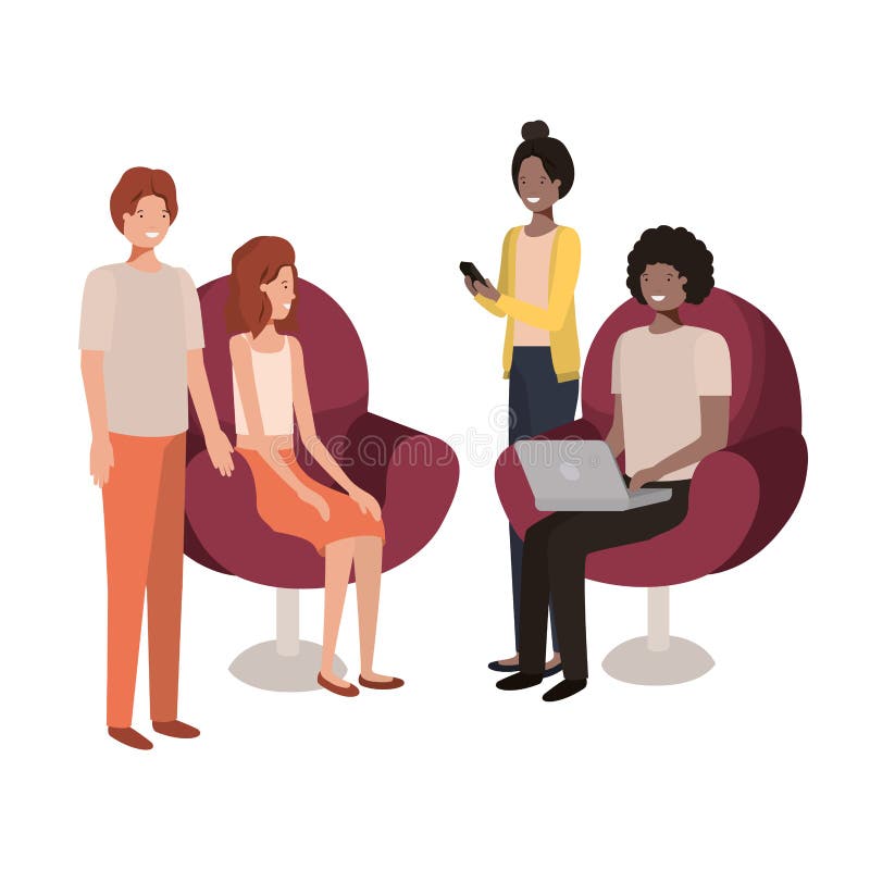 Group of People Using Technology Devices Stock Vector - Illustration of ...