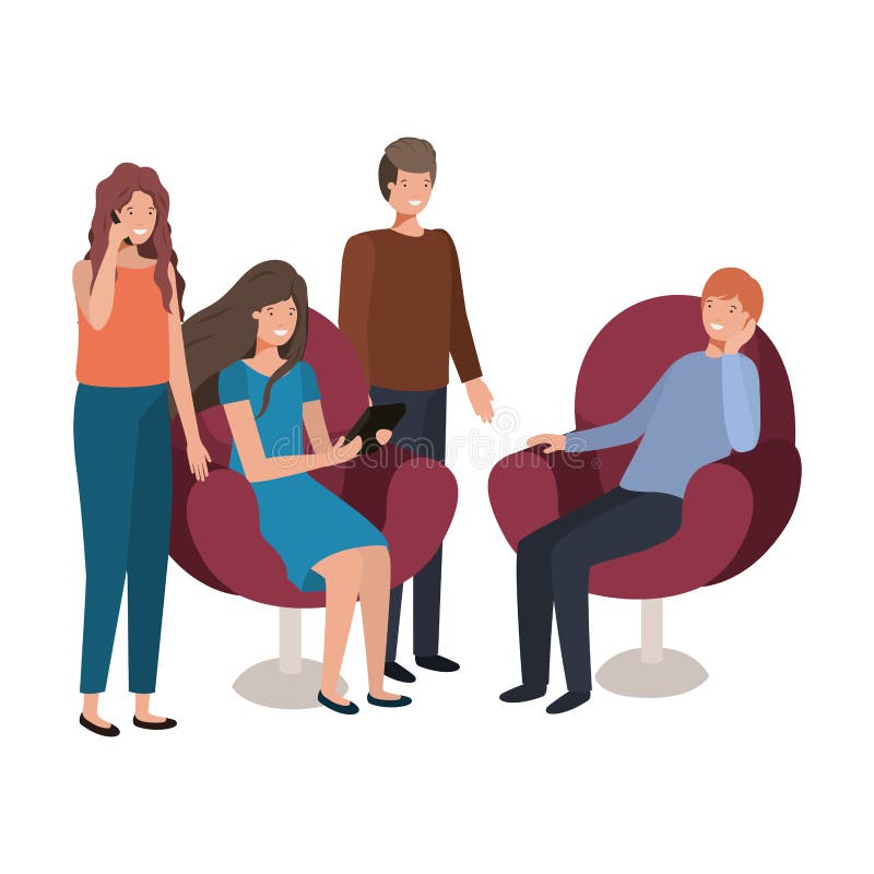 Group of People Using Technology Devices Stock Vector - Illustration of ...