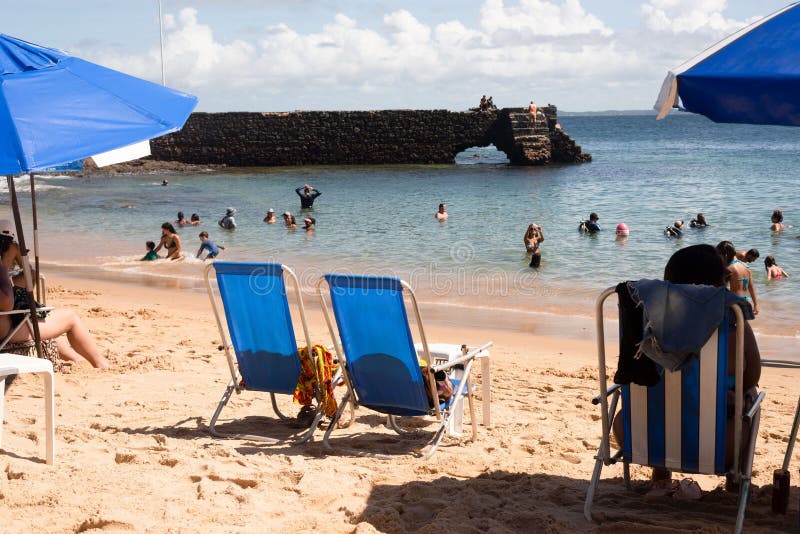 Group of People Vacationing and Having Fun at Sandy Porto Da Barra ...