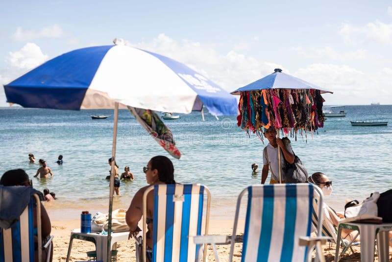 Group of People Vacationing and Having Fun at Sandy Porto Da Barra ...