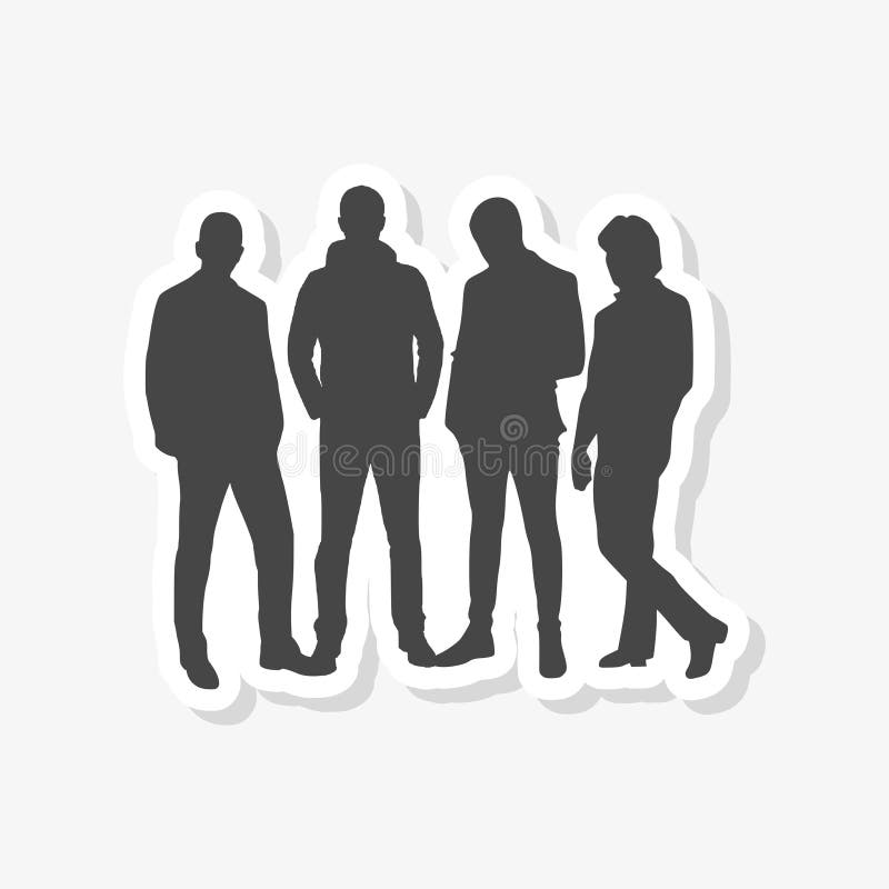 Group of People Vector Silhouette Icon or Logo, Color Set with Long ...