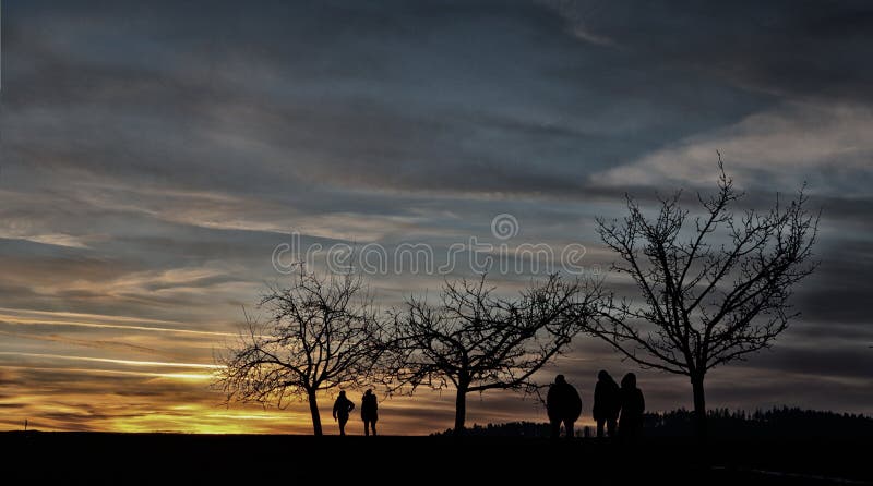 Walk back home at sunset stock image. Image of home - 180947191