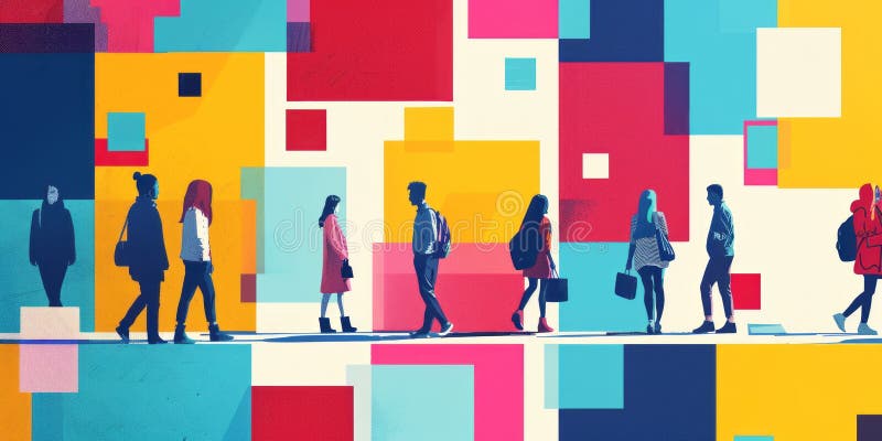 Colorful Abstract View of People Walking in a City Stock Image - Image ...