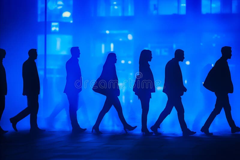 A Group of People Walking in the Dark at Night Stock Image - Image of ...
