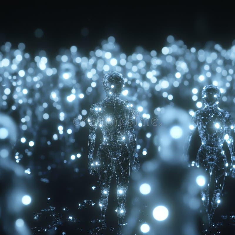 A Group of People are Walking through a Field of Light Stock ...