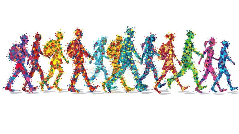 A Group of People Walking in a Line Stock Photo - Image of movement ...