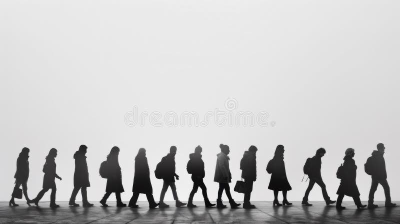 A Group of People Walking in a Line with Their Back To the Camera, AI ...