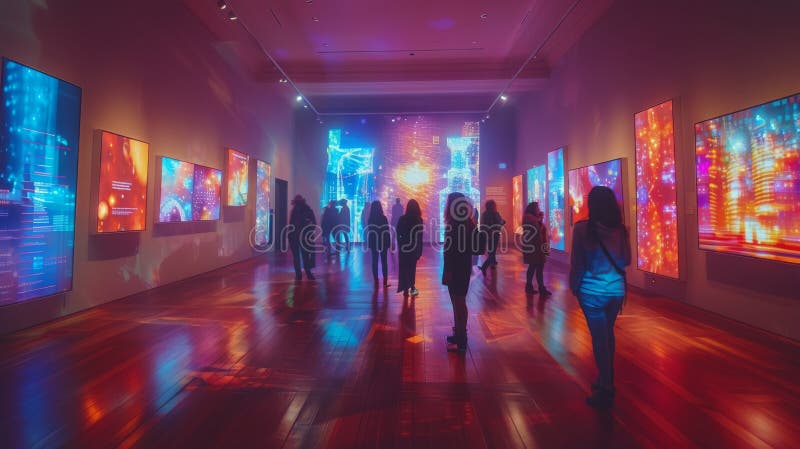 Group of People Walking through a Museum Stock Image - Image of ...
