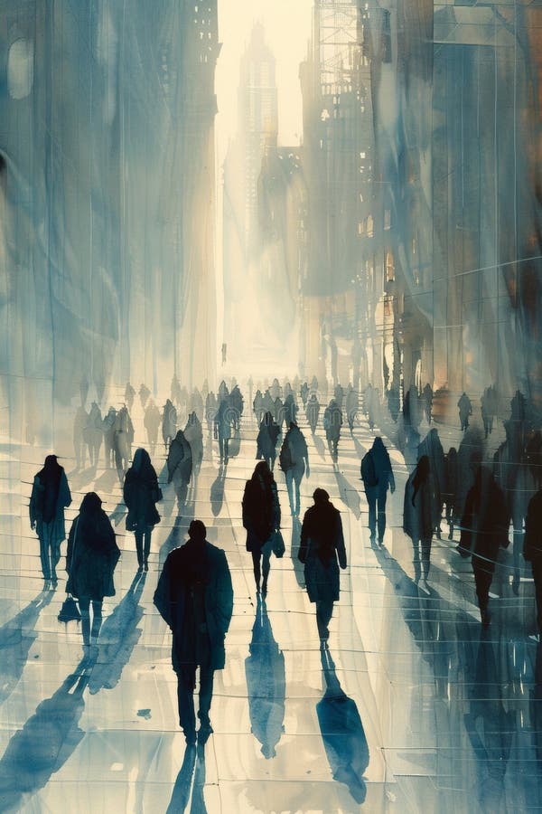 A Group of People are Walking in the Rain with Umbrellas, AI Stock ...