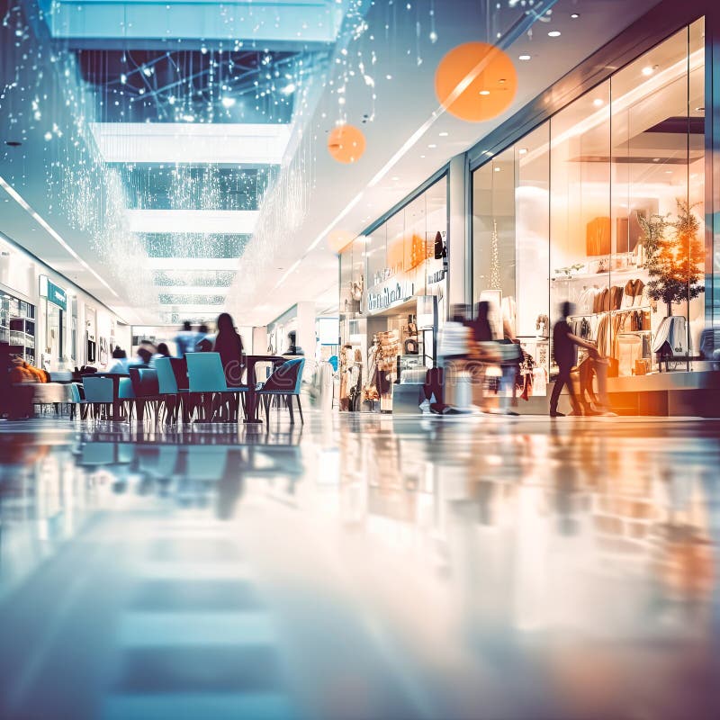 Group of People Walking through a Shopping Mall Abstract Blur Stock ...
