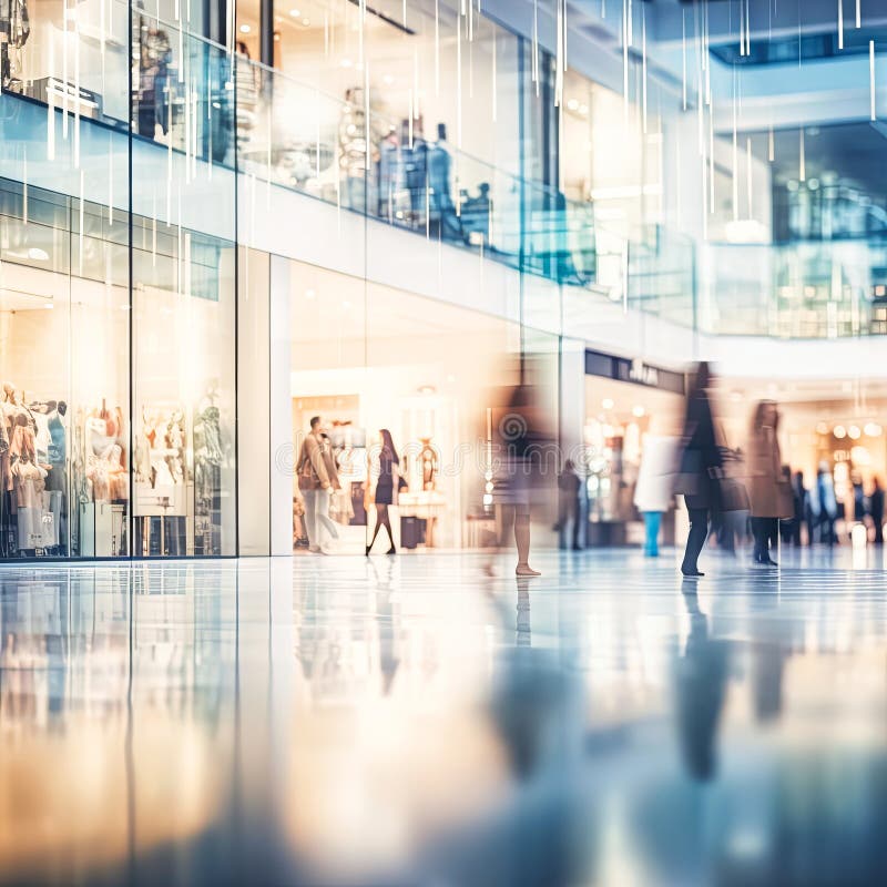 Group of People Walking through a Shopping Mall Abstract Blur Stock ...