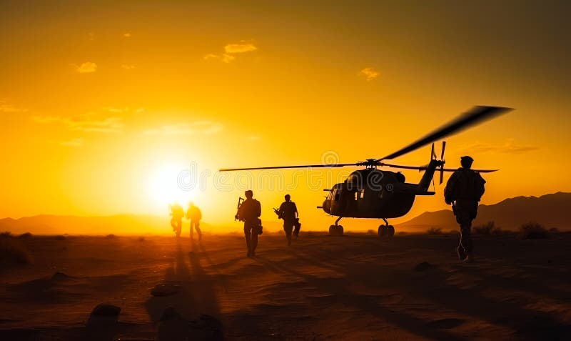 A Group of People Walking Towards a Helicopter. People Walking Towards ...