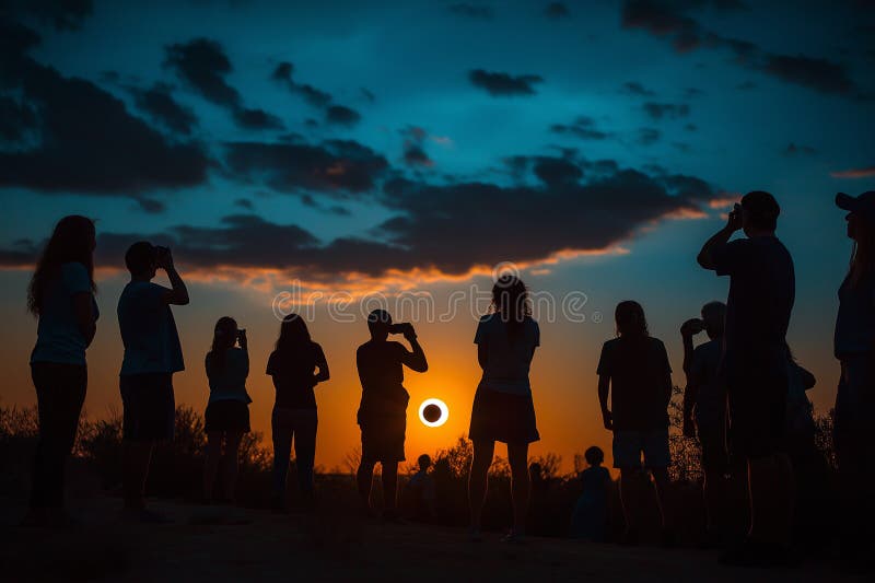 People Gazing at Solar Eclipse: Dramatic Sky and Shadows Stock ...