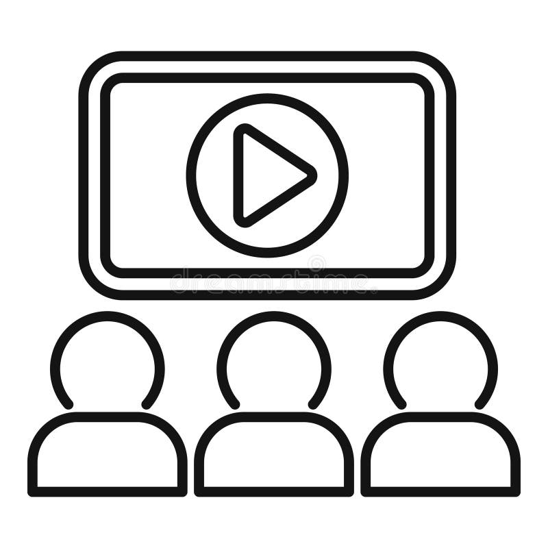 Group of People Watching Video on Screen Icon Stock Illustration ...