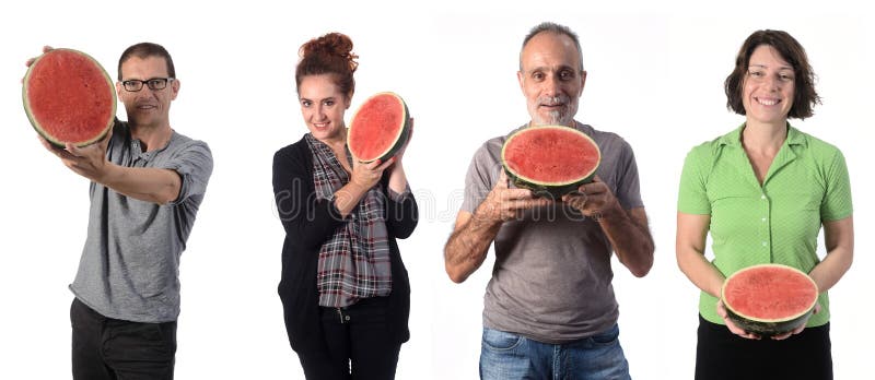 People eat watermelon stock image. Image of caucasian - 20943591