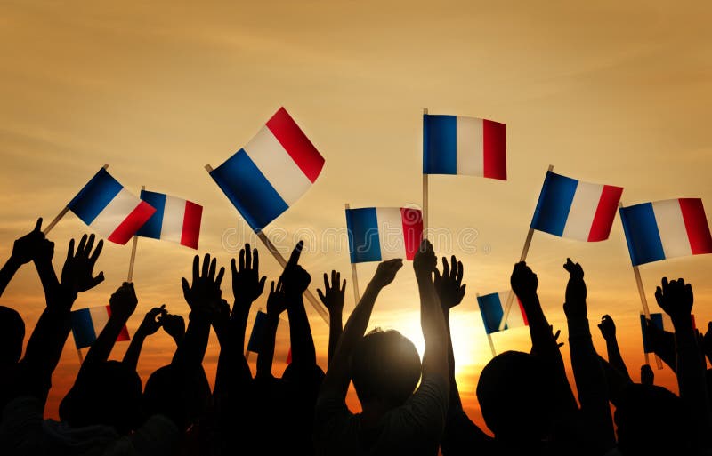 Group of People Waving French Flags Stock Image - Image of people ...