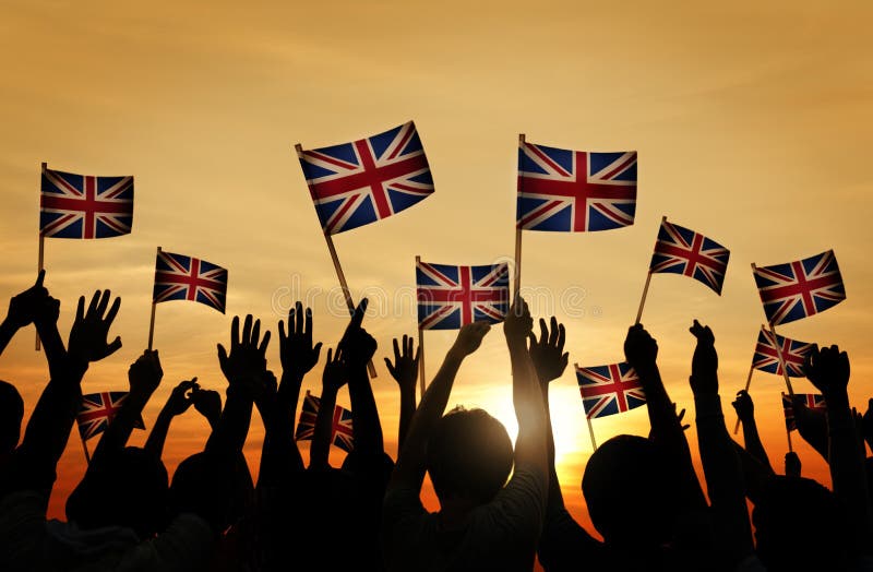 Group Of People Waving UK Flags Stock Image - Image of back, cheerful ...