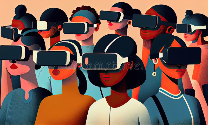 A Group of People Wearing Virtual Reality Headsets, Generative AI Stock ...