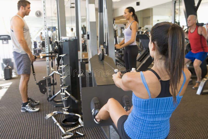 Group of People Weight Training at Gym Stock Image - Image of personal ...