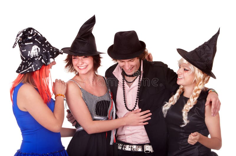 Group of People in Witch Costume. Stock Image - Image of black, fairy ...