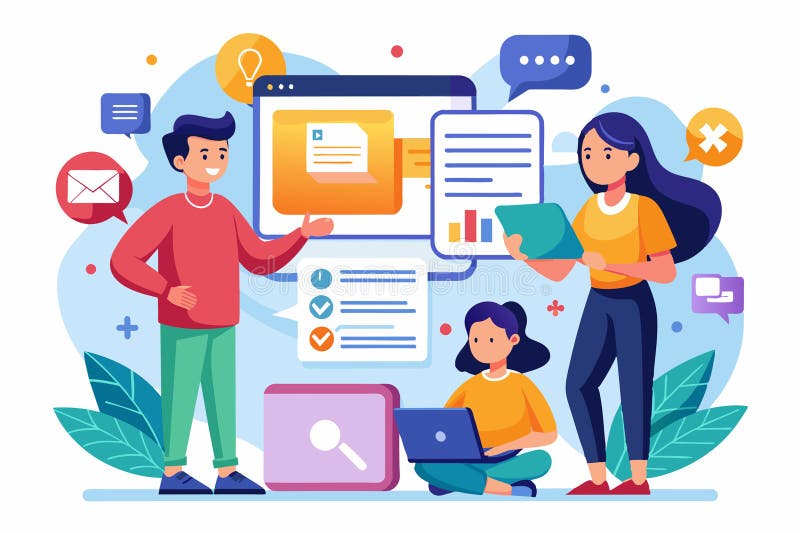 A Group of People Work Together Online, Sharing Articles and ...