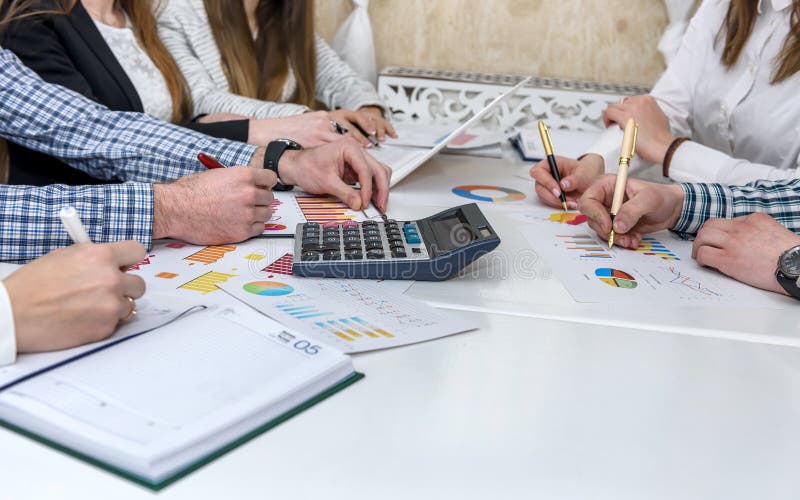 Group of People Working with Business Graph in Office Stock Image ...